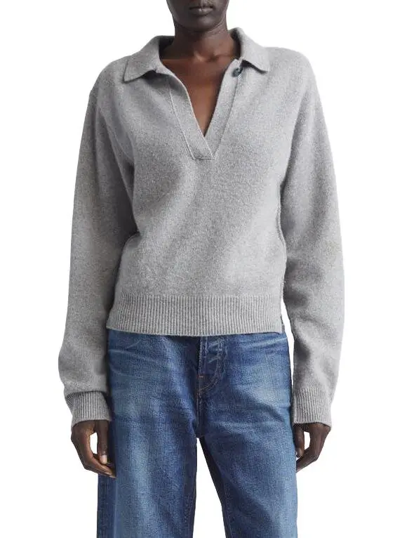 HAIKURE Ash Johnny Collar Wool & Cashmere Sweater - Grey