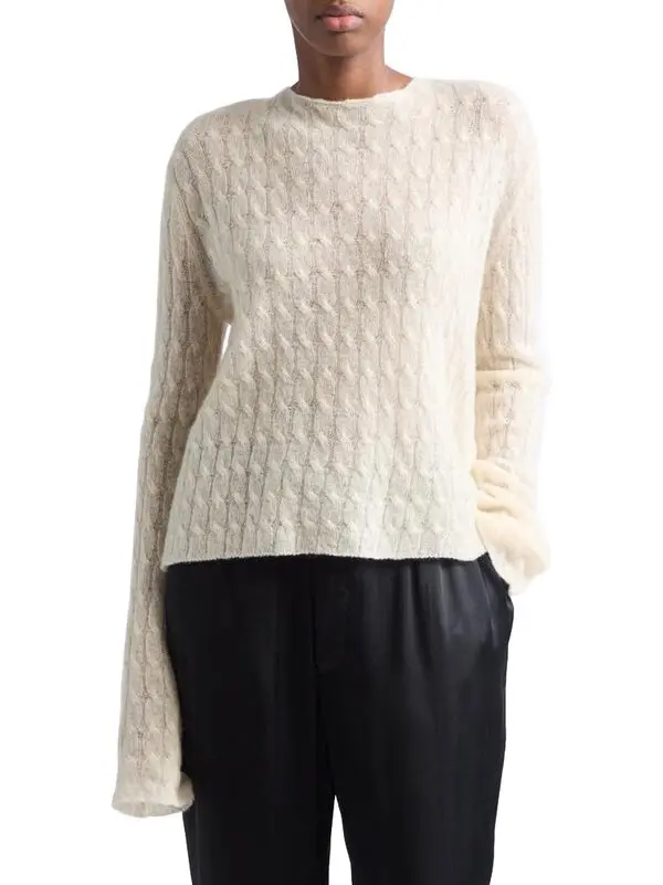 MAISON MARGIELA Virgin Wool & Cashmere Fine Knit Sweater - Ecru