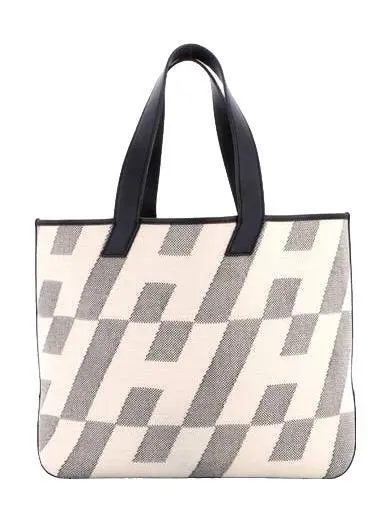 Hermès Cabas H En Biais Tote Canvas With Leather 40 - Noir