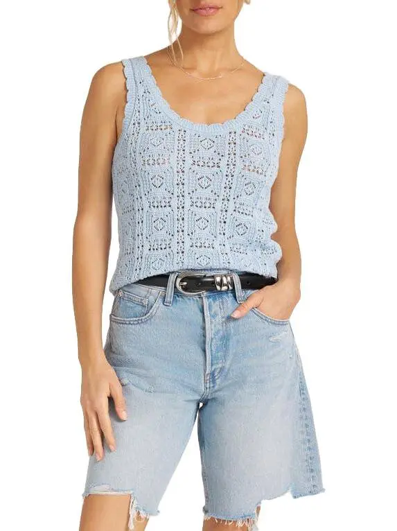 Matty M. Lior Scoop Neck Crochet Tank - Sky