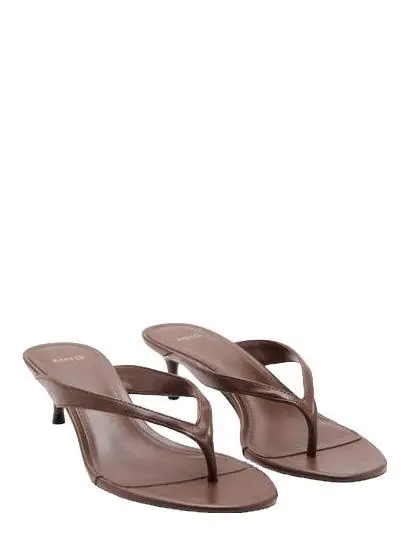 Mango Kitten Heel Thong Sandals - Chocolate
