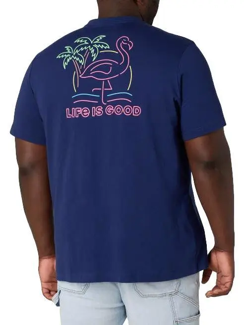 LIFE IS GOOD Big & Tall Flamingo Graphic Tee - Navy