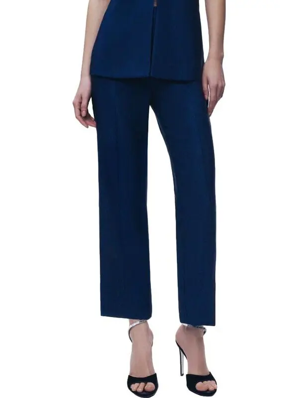 NOCTURNE High Rise Straight Leg Trousers - Navy