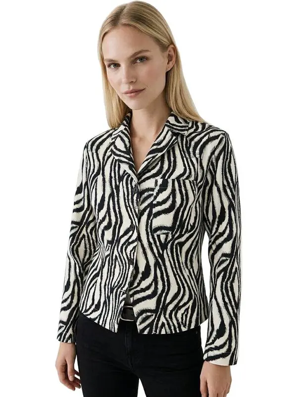 EXQUISE Adelaide Zebra Print Long Sleeve Shirt - Multi Color