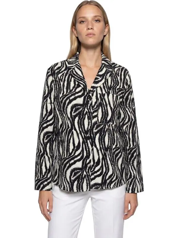 EXQUISE Adelaide Zebra Print Long Sleeve Shirt - Multi Color