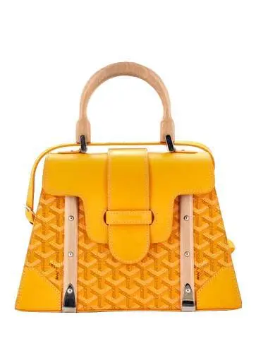 Goyard Saigon Top Handle Bag Coated Canvas With Leather Pm - Yellow