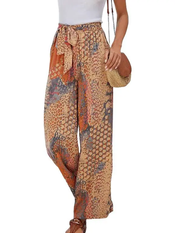 LASCANA Printed Wide Leg Pants - Orange Multi