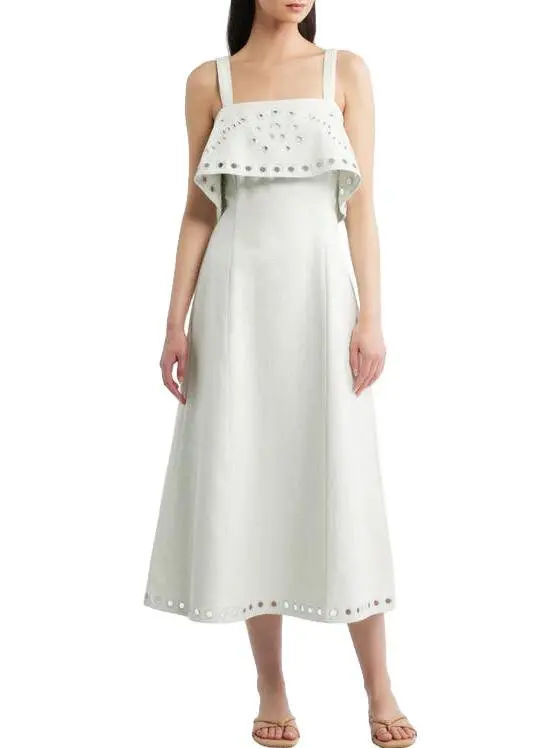 CLEOBELLA Kinsale Embroidered Eyelet Midi Dress - Skywriting