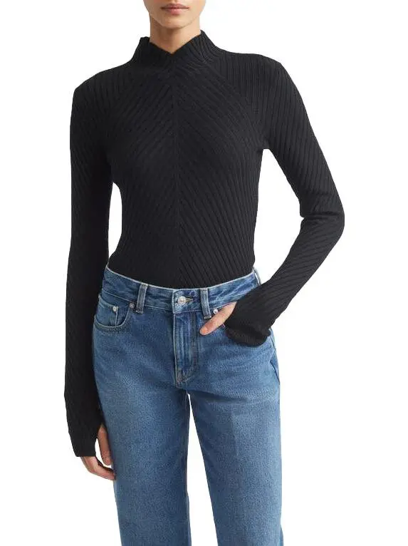 Victoria Beckham Georgia Merino Wool Rib Sweater - Black