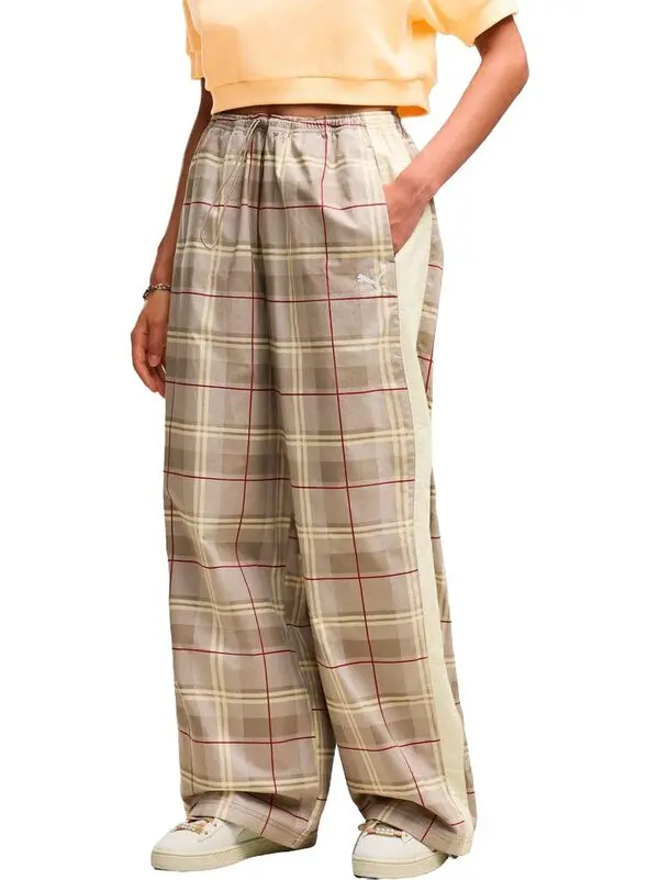 PUMA Relaxed Tartan Woven Pants - Mouse Gray