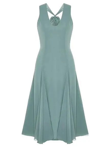 PCFG The Party Edit Silk Midi Dress - Green