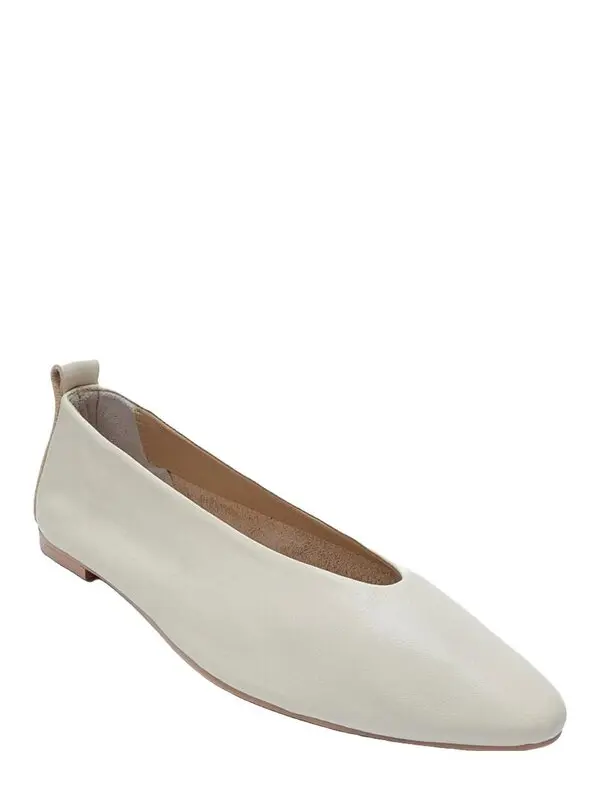 FOREVER & ALWAYS SHOES Jenas Leather Ballet Flat - Ecru