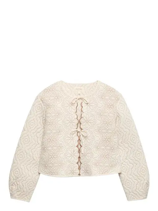 PER UNA BY M&S Scallop Trim Quilted Jacket - Ecru Ivory