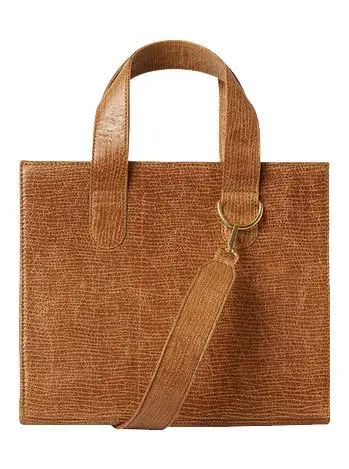 SARAH STEWART Claire Maxi Leather Handheld Bag With Crossbody Strap - Macchiato Lizard