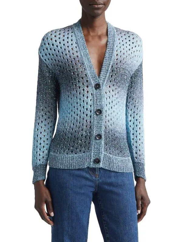 Etro Sequin Embellished Ombré Cardigan - Blue