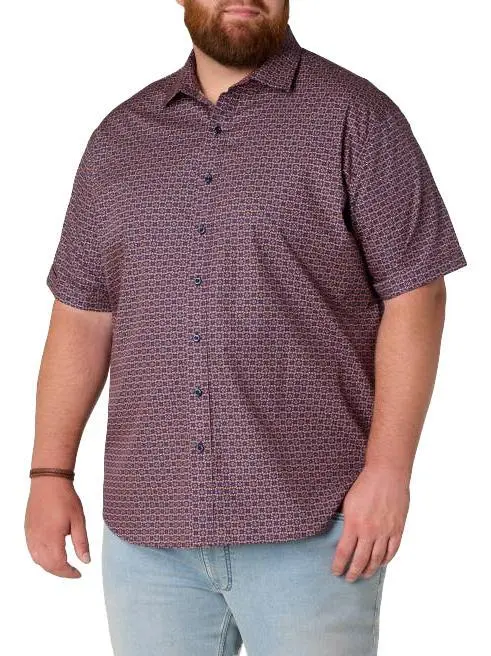 SYNRGY BY DXL Big & Tall Geometric Dot Print Sport Shirt - Navy
