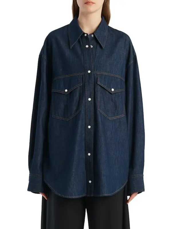 Khaite Oversize Denim Snap-up Shirt - Benson