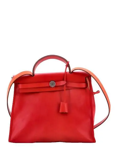 Hermès Herbag Zip Berline Vache Canvas And Leather 31 - Red