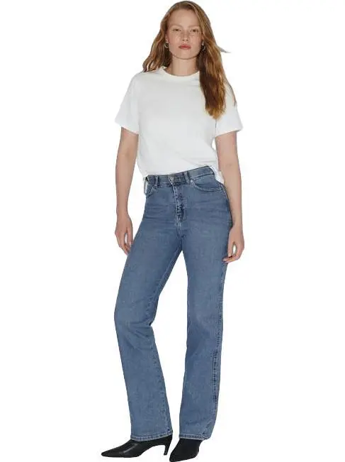 DR. DENIM Moxy High Straight Jeans - Cape Sky Worn Hem