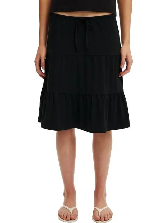 COTTON ON Maple Tiered Midi Skirt - Black