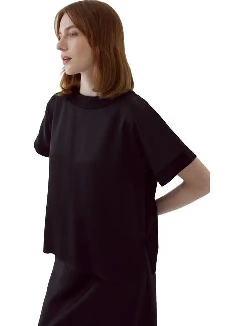 EXQUISE Alberic Satin Blouse - Black