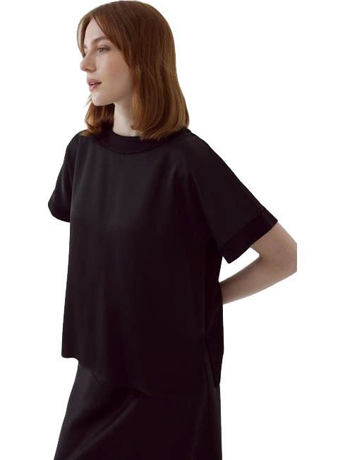 EXQUISE Alberic Satin Blouse - Black