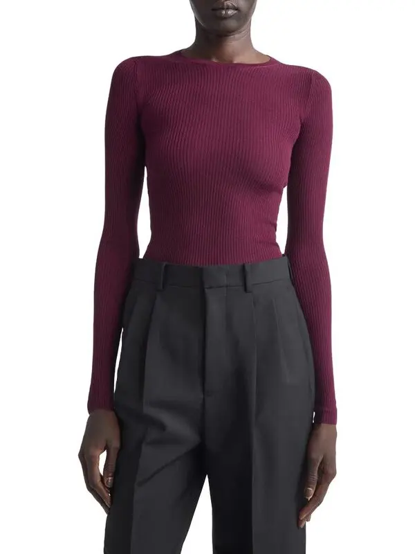 JIL SANDER Lightweight Wool Crewneck Sweater - Cherry