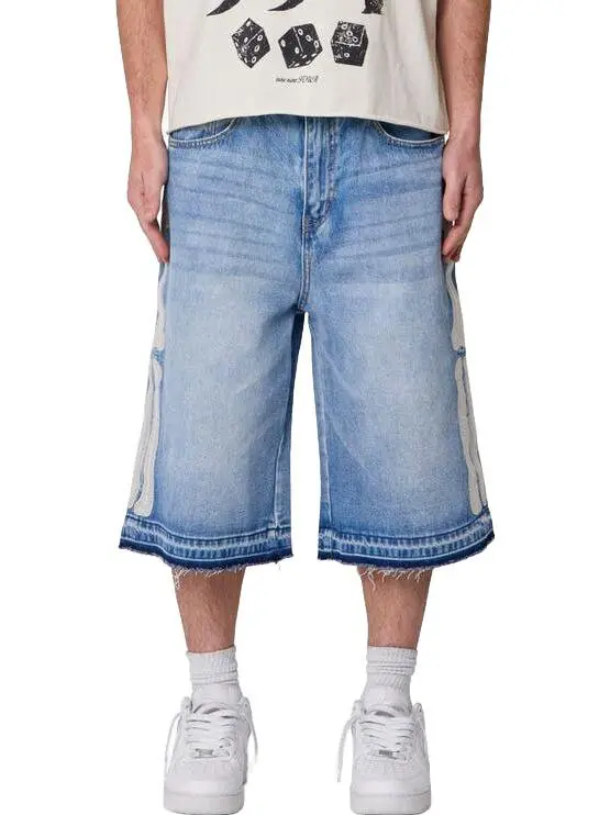 Mnml Ultra Baggy Bone Denim Shorts - Blue