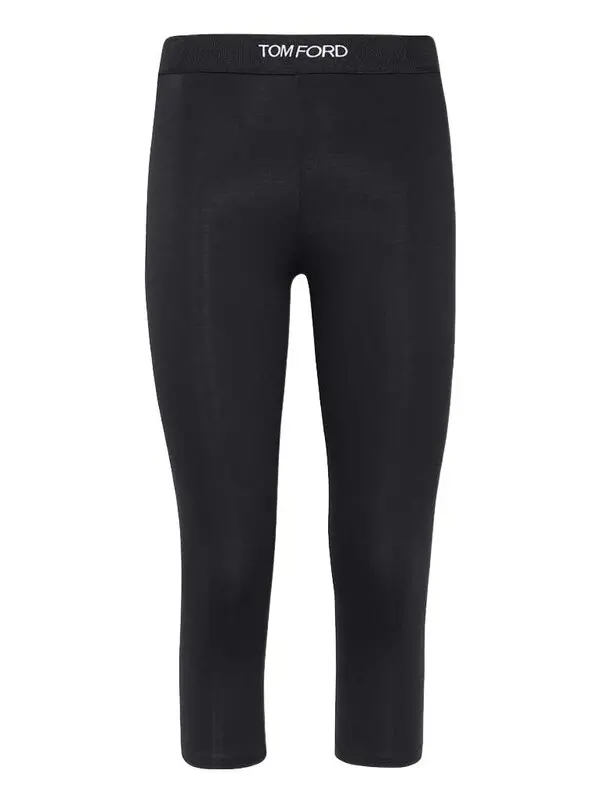 TOM FORD Logo-waistband Stretched Cropped Leggings - Black