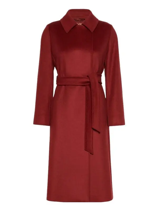 Max Mara Belted Collared Coat - Ruby Colour