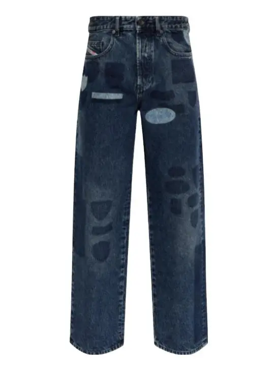 DIESEL® Patchwork Straight Leg Jeans - Navy