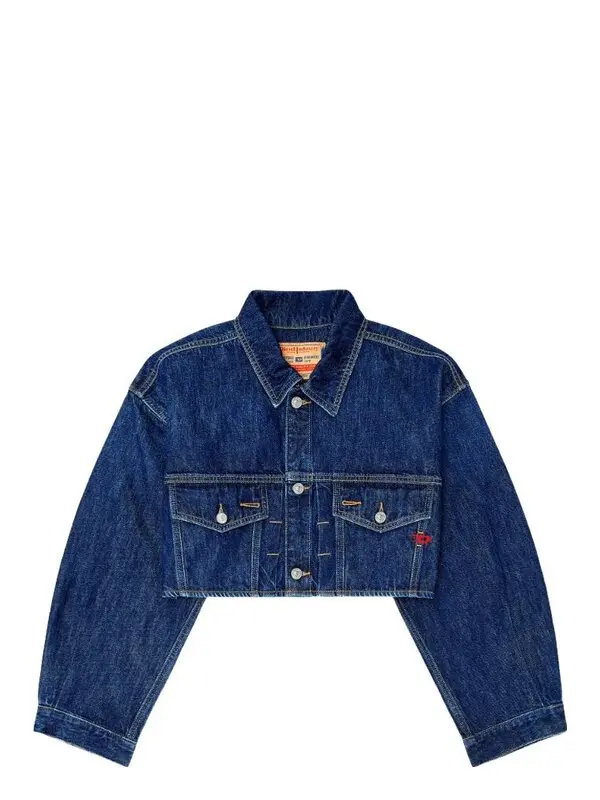 DIESEL® Cropped Oversized Denim Jacket - Medium Blue