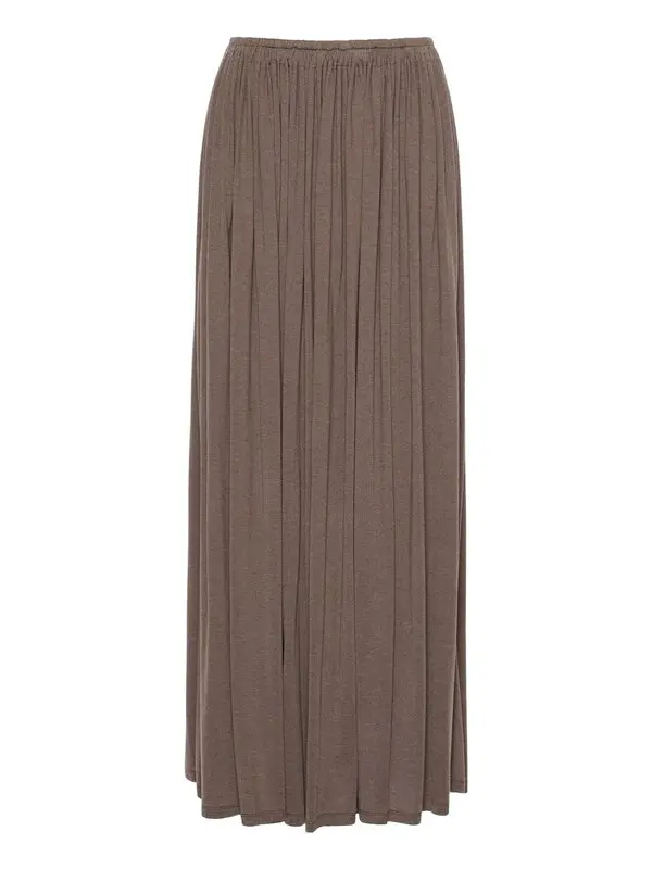 Max Mara Long Pleated Jersey Skirt - Mud