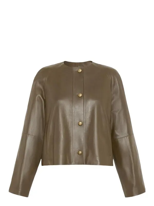 Max Mara Crew Neck Nappa Jacket - Khaki