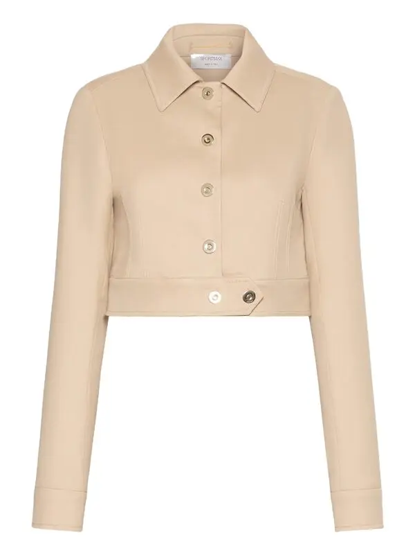 Sportmax Collared Long Sleeve Casual Jacket - Nude