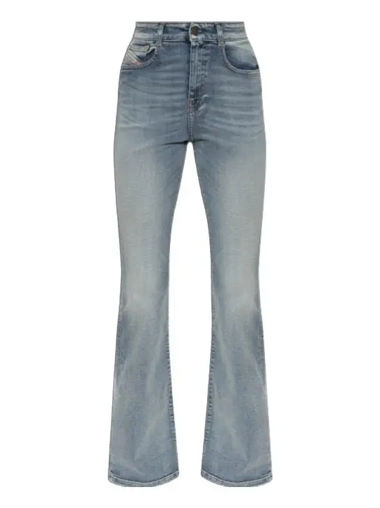 DIESEL® High-waisted Flared Jeans With Distressed Details - Gray