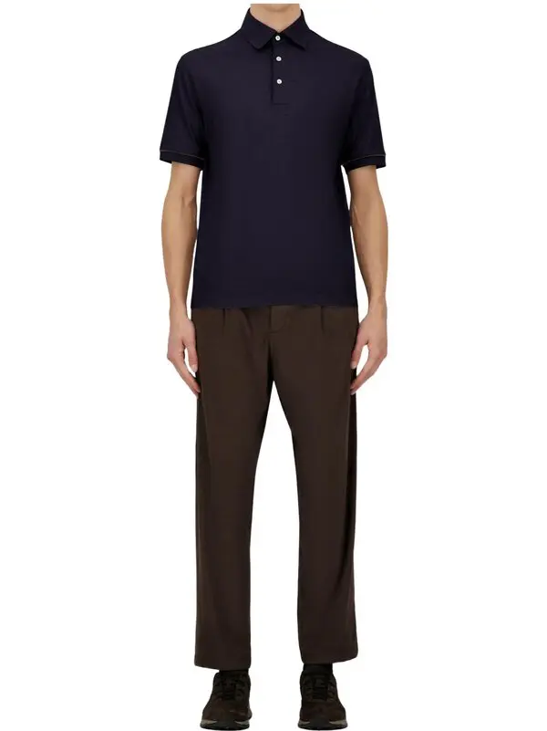 Herno Resort Polo Shirt In Wool Jersey With A Shiny Finish - Black