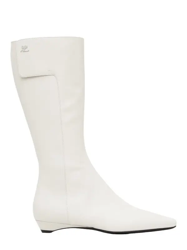 COURREGES Logo Detail Knee-high Boots - White
