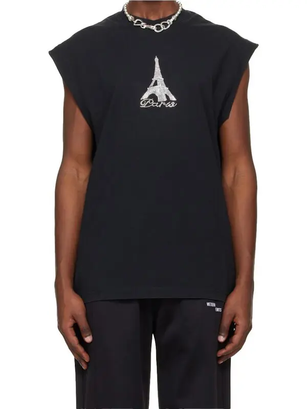 Vetements Crystal Paris Sleeveless Top - Black