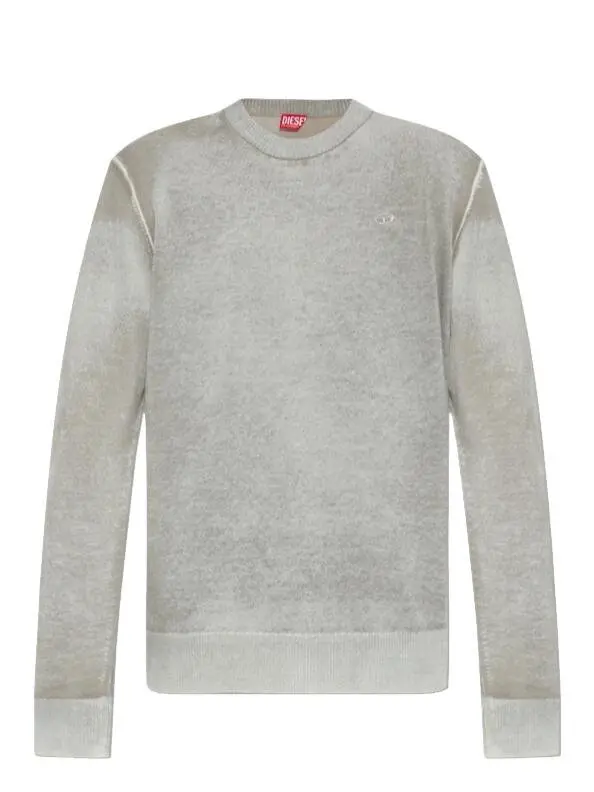 DIESEL® Logo Embroidered Cotton Jumper - Gray