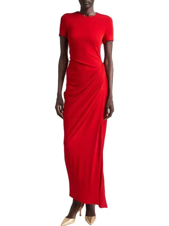 Erdem Draped Crepe Jersey Dress - Ruby Red