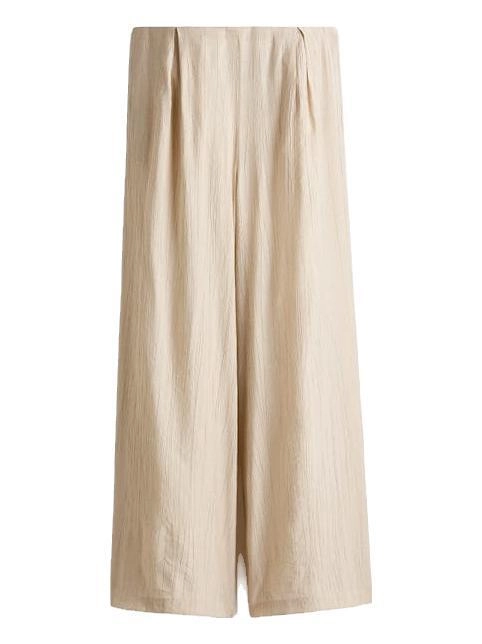 H&m Crinkled Viscose-blend Trousers - Light Beige