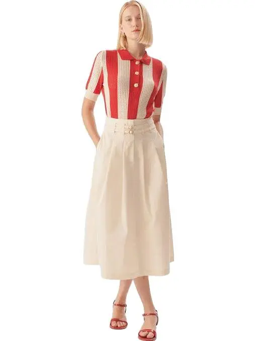 EXQUISE Evelynn Midi Skirt - Ecru