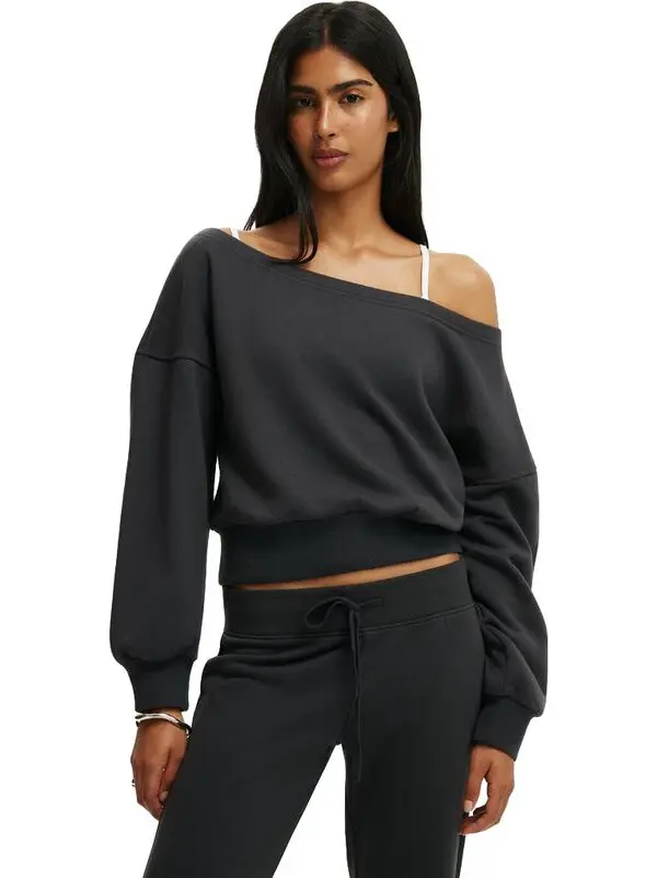 COTTON ON Relaxed Off Shoulder Sweatshirt - Shadowstone