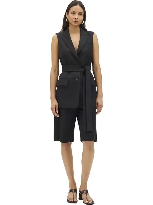 Another Tomorrow Easy Tie Vest - Black