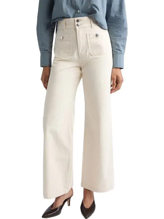 Veronica Beard Taylor Wide Leg Jeans - Ecru