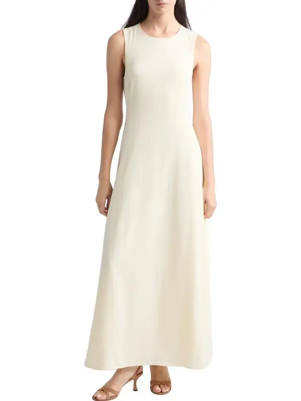 Emporio Armani Cady Scoop Neck Midi Dress - Ivory
