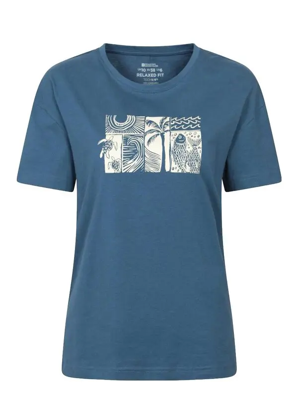 Mountain Warehouse Sea Linocut Relaxed Fit T-shirt - Navy