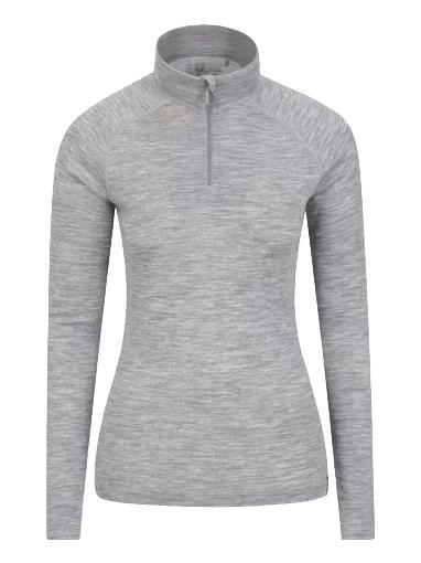 Mountain Warehouse Merino Wool Zip Neck Thermal Top - Gray