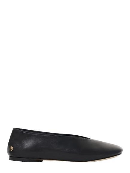 ANINE BING Smooth Leather Flat - Black